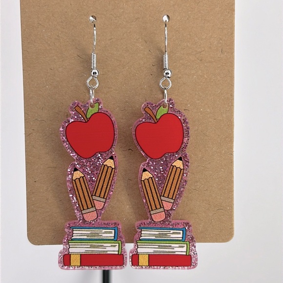 Jewelry | Teacher Design Dangle Earrings Cute School Style Acrylic ...